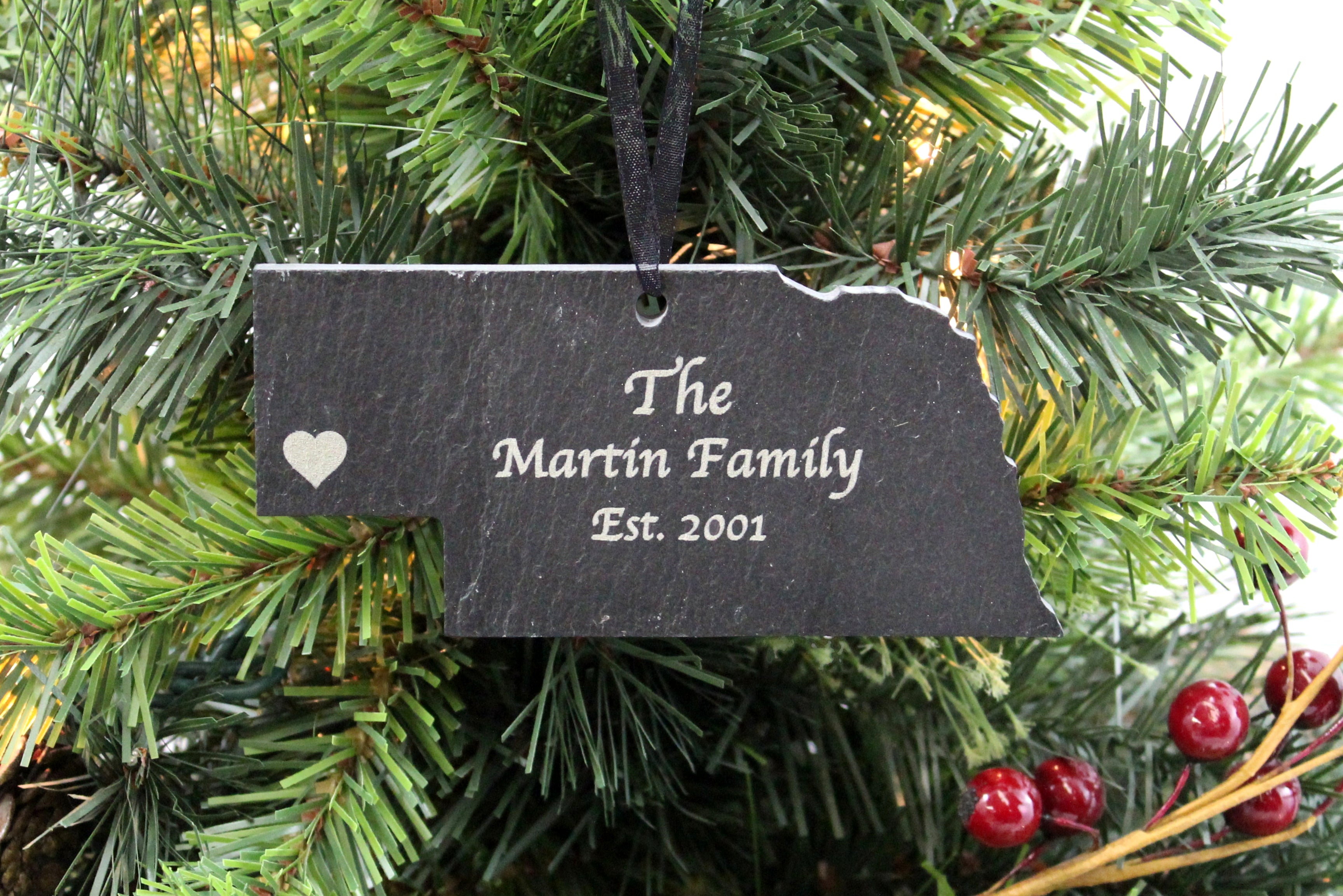 Nebraska Slate Christmas Ornament – Bison Hill Stonecrafts